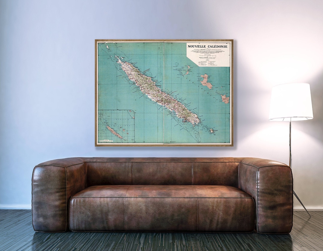 Vintage Map of New Caledonia, New Caledonia Print, New Caledonia Gifts ...