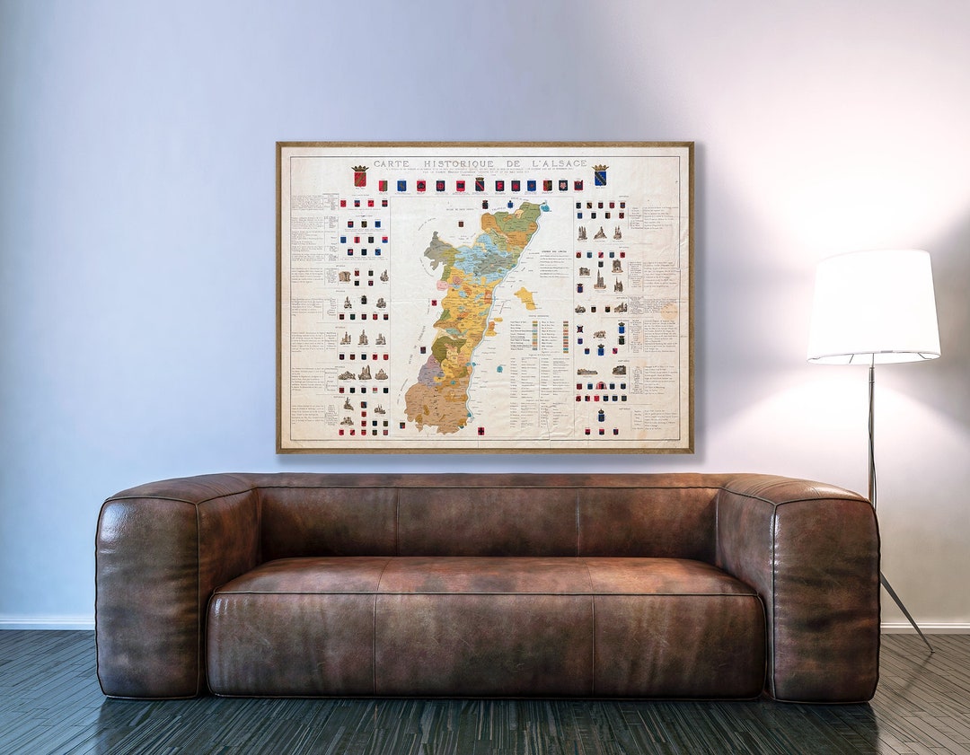 Historical Map of Alsace Region of France, Vintage Alsace Print, France ...