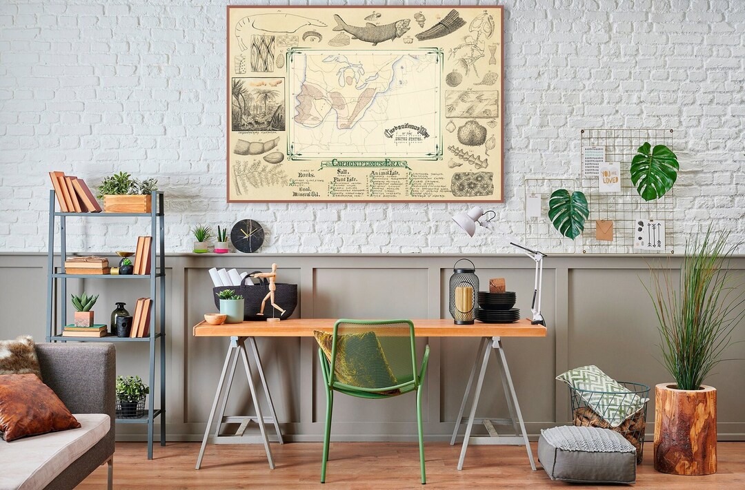 Old Geology Map Showing the Distribution of Carboniferous Strata Across ...