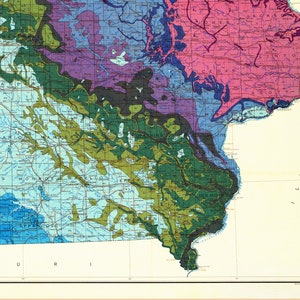 Vintage Geologic Map of Iowa, This Map Shows the Indurated Rocks ...