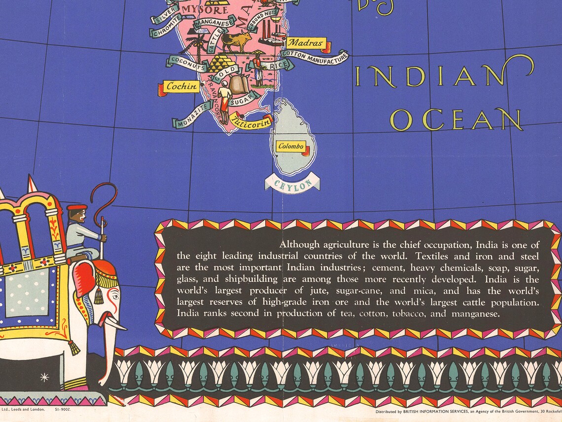 Vintage Pictorial Map of India India Poster Map India Wall - Etsy