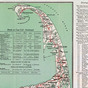 Vintage Road Map of Cape Cod Massachusetts, Cape Cod Map Print ...
