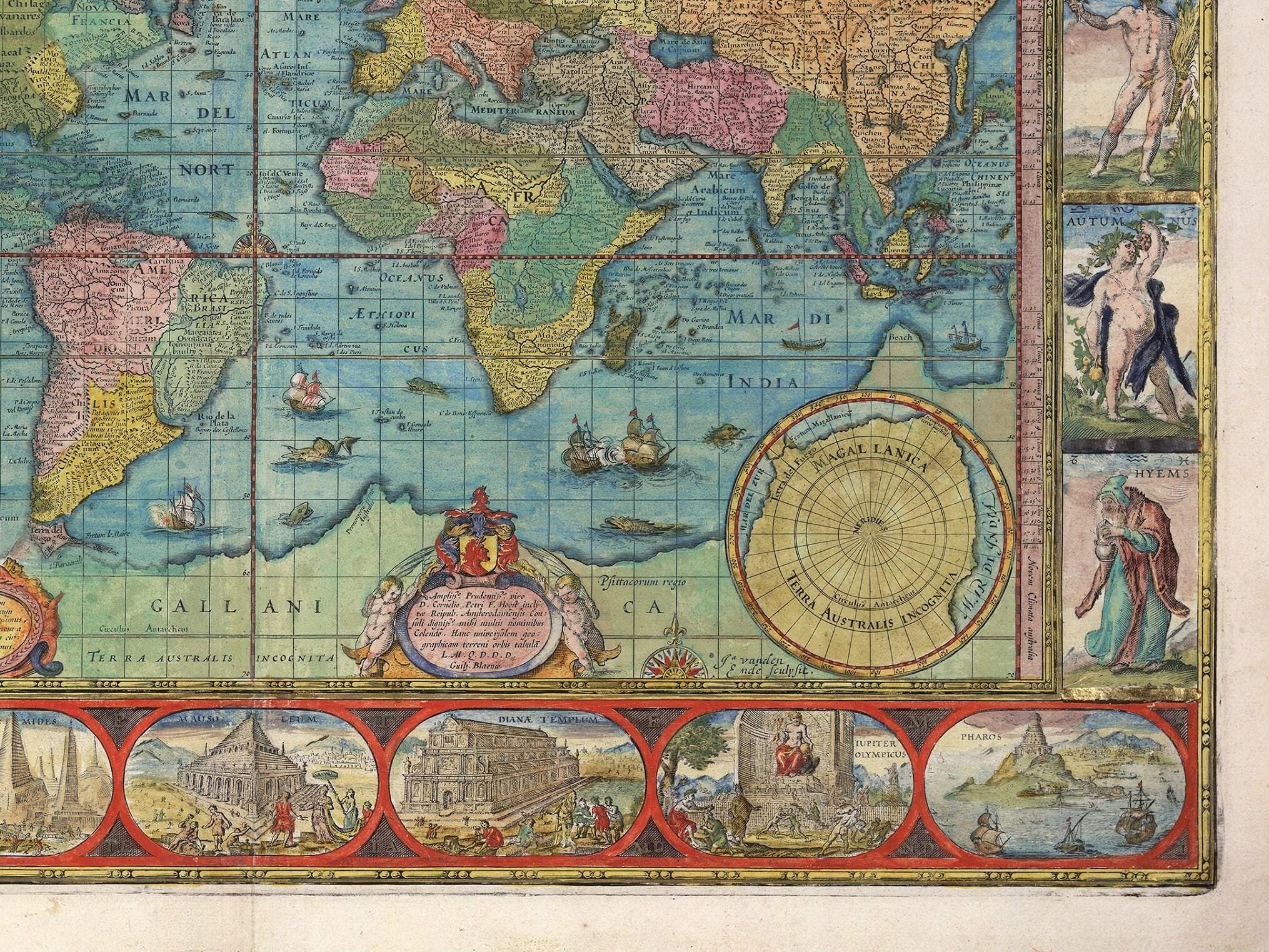 Willem Blaeu World Map Print: 1649 Nova Totius Terrarum - Etsy UK
