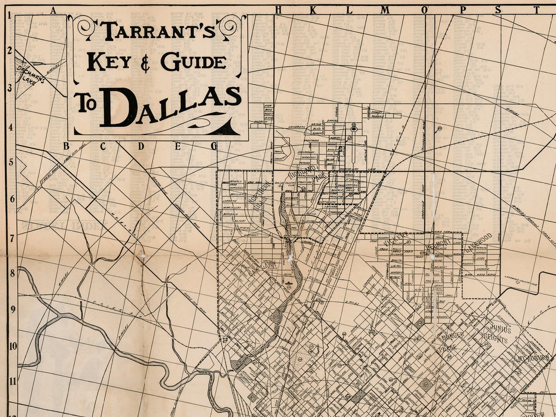 Historic Dallas Map Vintage Dallas Wall Art Texas Decor - Etsy