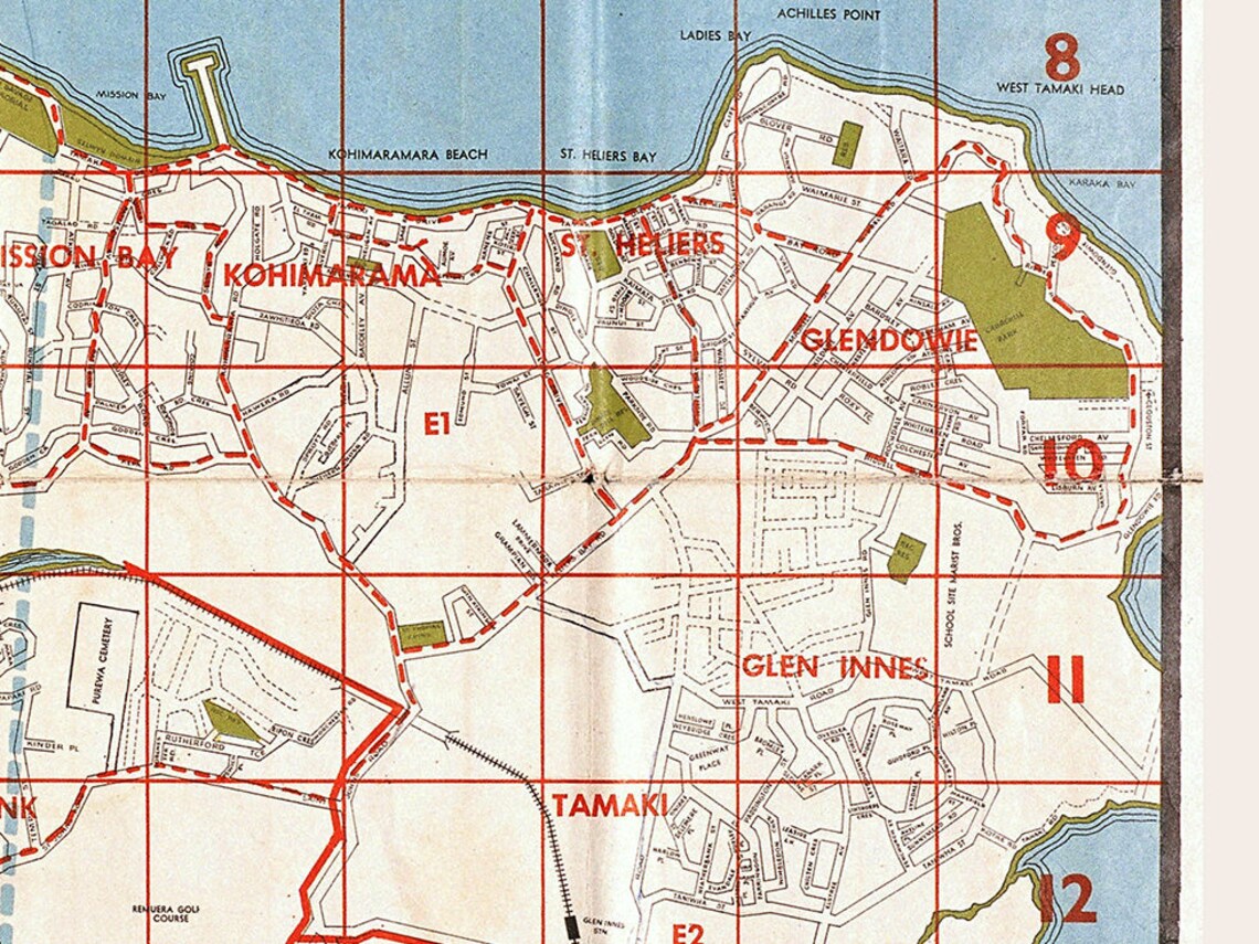 Vintage Map of Auckland Old Auckland Print Historic Auckland - Etsy