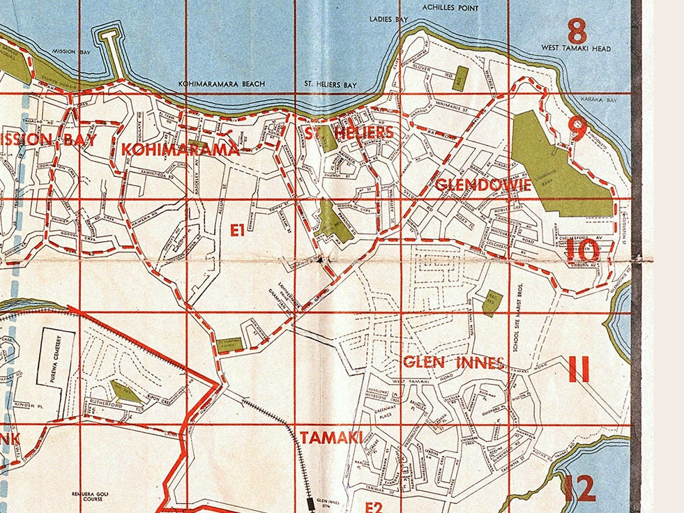 Vintage Map of Auckland Old Auckland Print Historic Auckland - Etsy