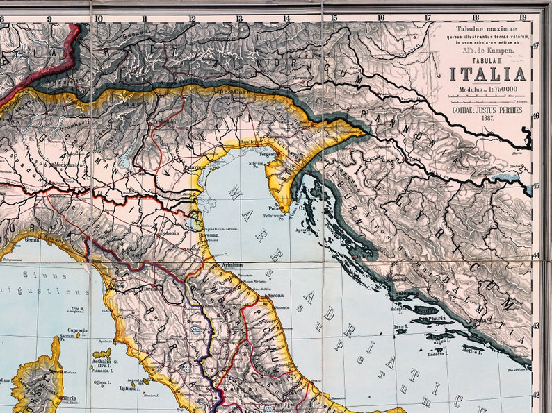 School Map of Italy Antique Italy Map Large Italy Wall Art - Etsy