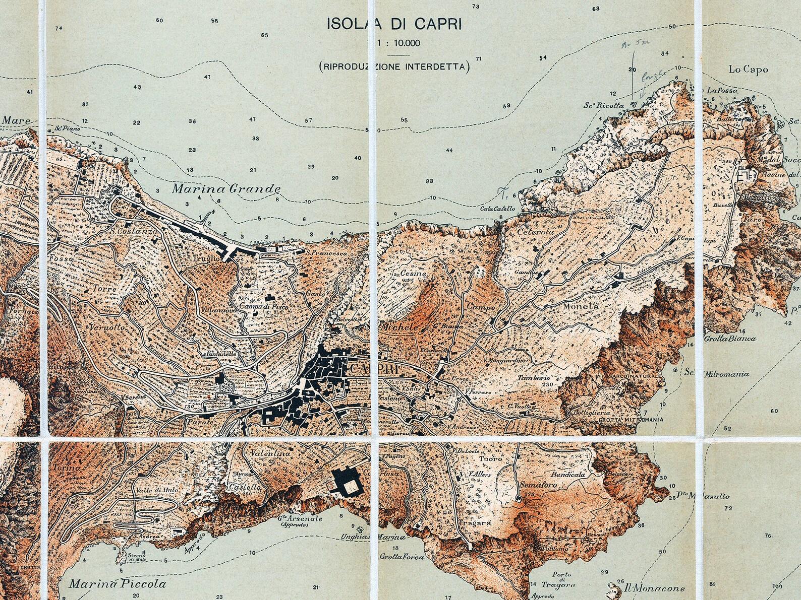 Large Vintage Map of Capri Old Capri Map Capri Wall Map | Etsy