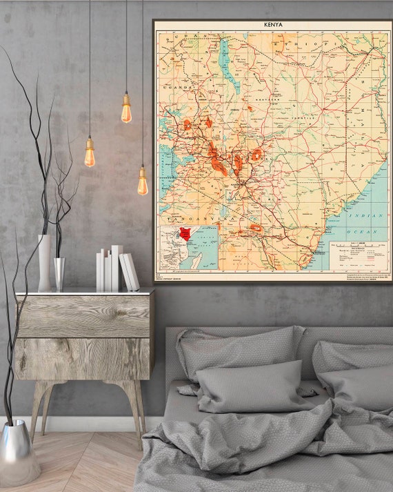 Vintage Map of Kenya Old Kenya Map Kenyan Wall Art Kenyan - Etsy UK