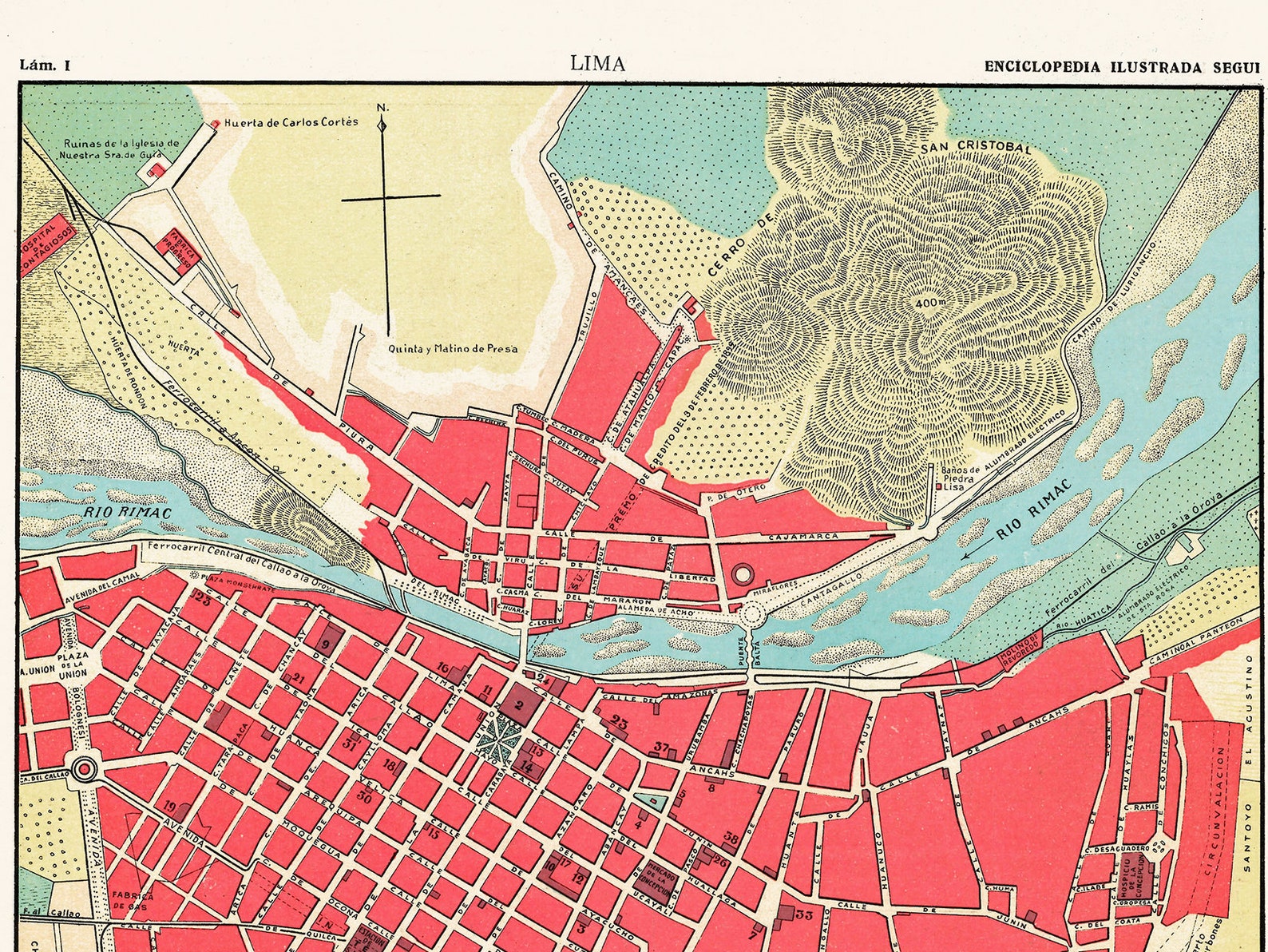 Lima Peru Map Vintage Lima Map Lima Print Lima Poster Lima | Etsy