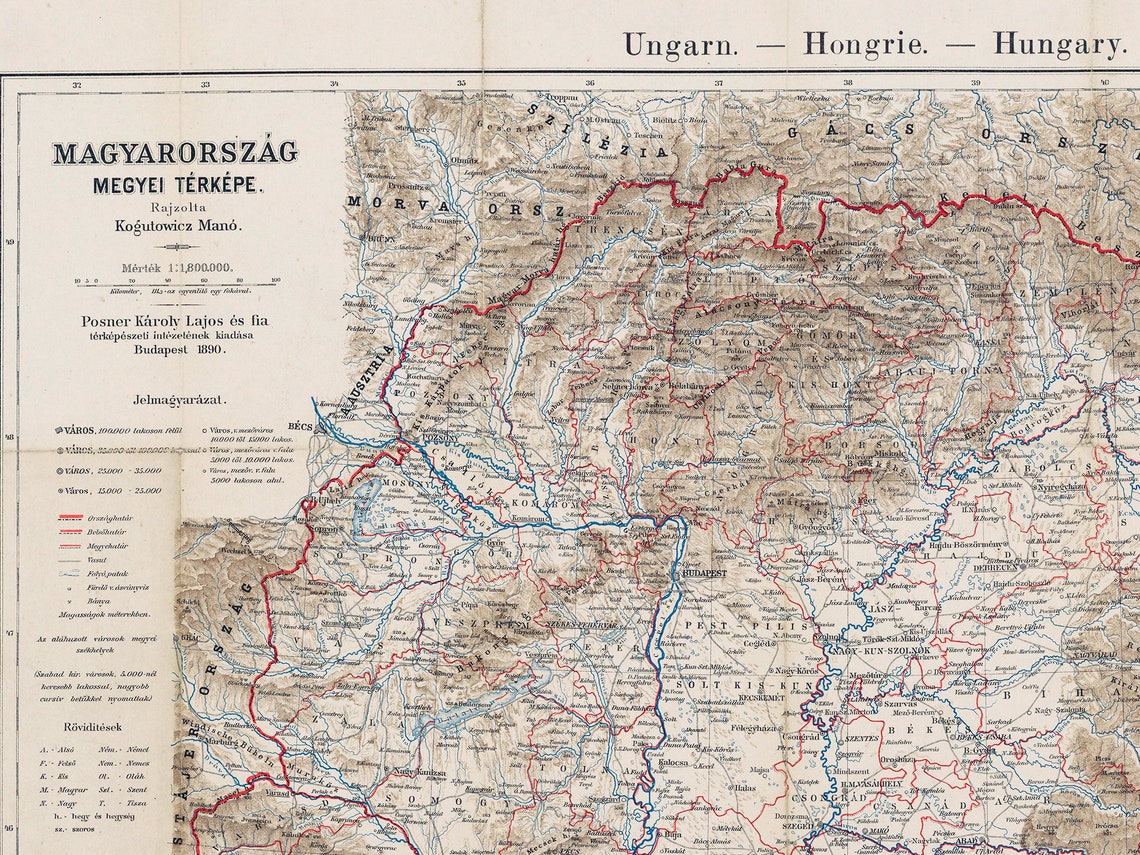 Vintage Map of Hungary Old Hungary Map Hungary Poster Map - Etsy