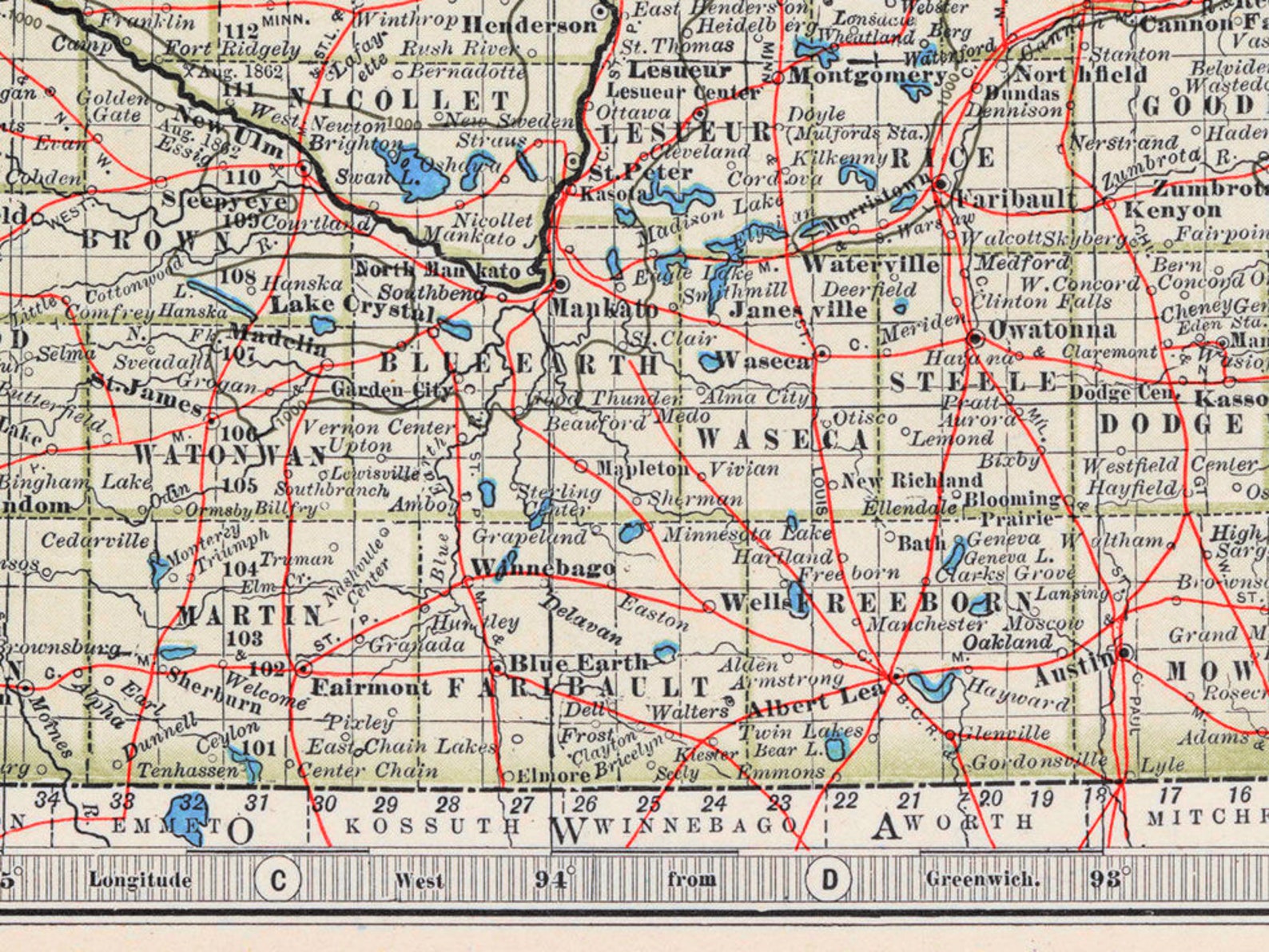 Vintage Map of Minnesota Old Minnesota Map Minnesota Map - Etsy