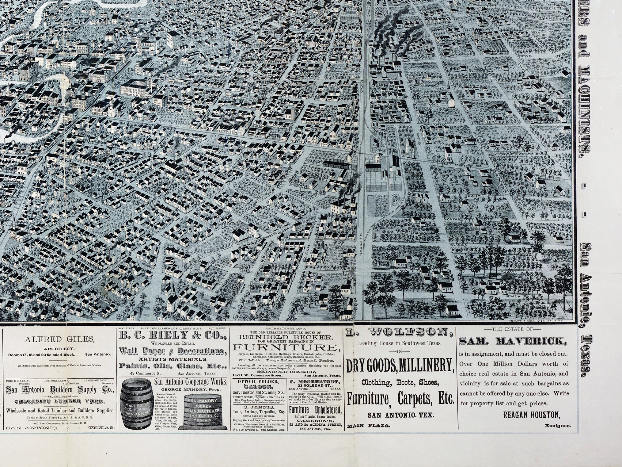 Vintage Map of San Antonio Texas Old San Antonio TX Map - Etsy