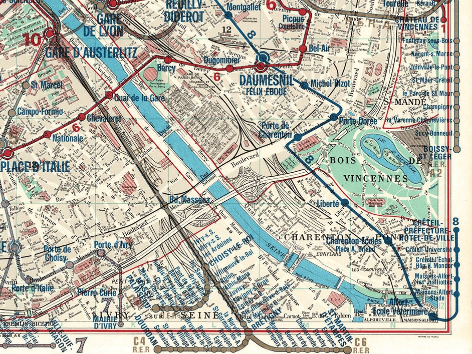 Detailed Map of Paris Showing All Metro and RER Lines Paris | Etsy Canada