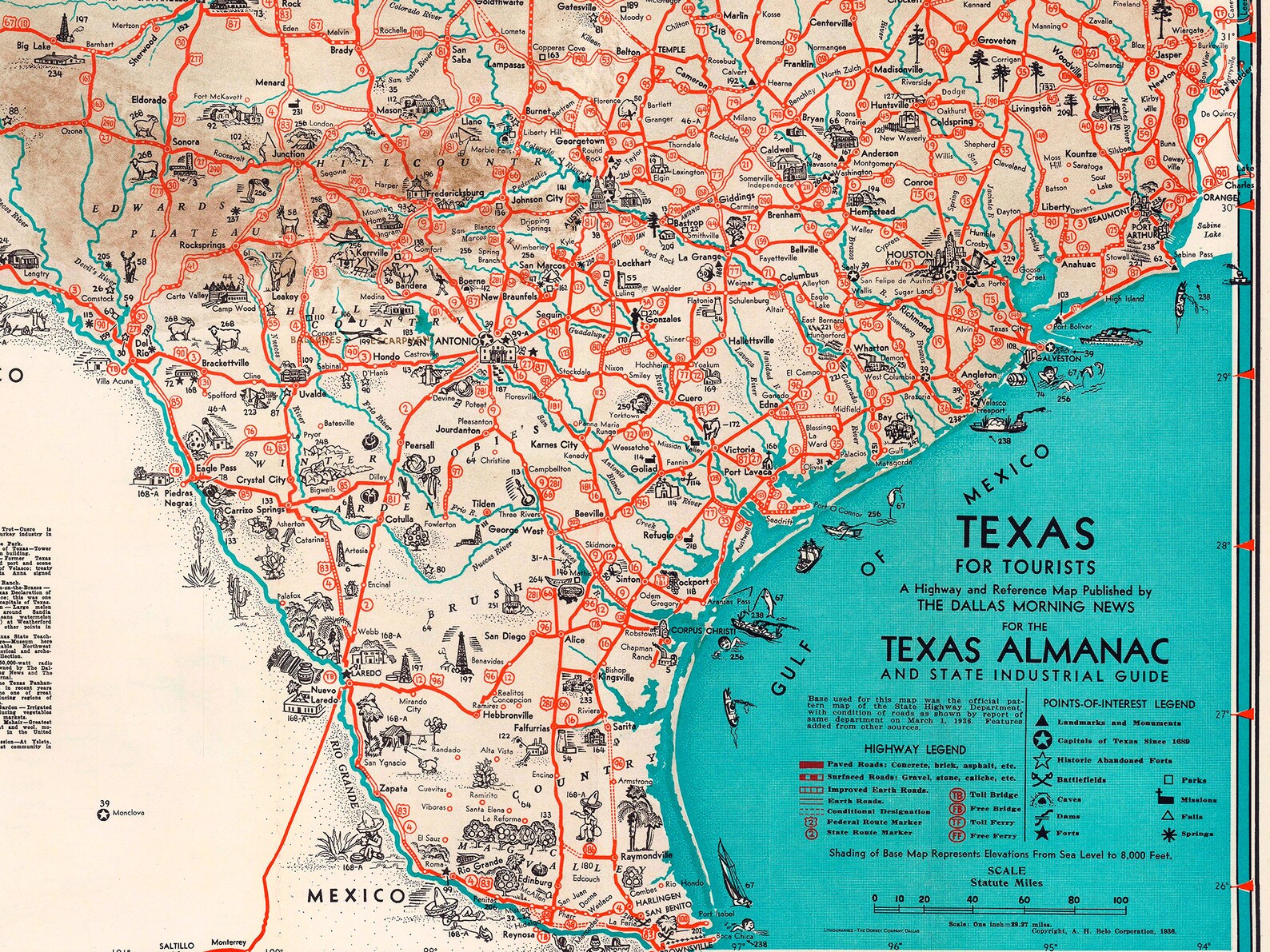 Vintage Tourist Map of Texas Old Texas Wall Map Texas Decor - Etsy Canada