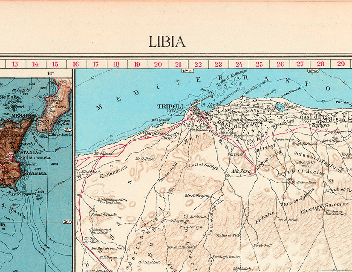 Vintage kaart van Libië oude Libië kaart Libië muur kaart - Etsy België