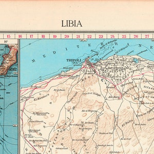 Vintage Map of Libya, Old Libya Wall Art Print, Insets of the Tripoli ...
