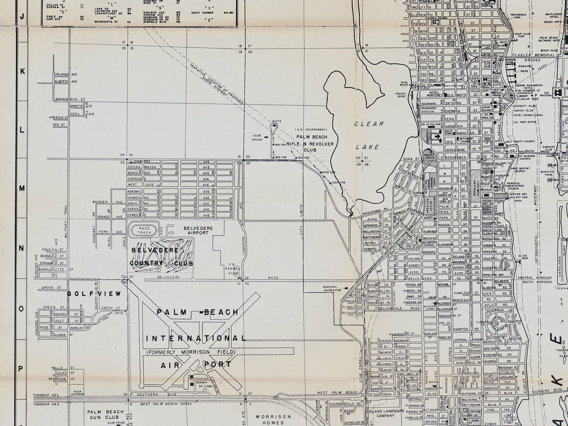 Vintage Street Map of Palm Beach and West Palm Beach Florida - Etsy