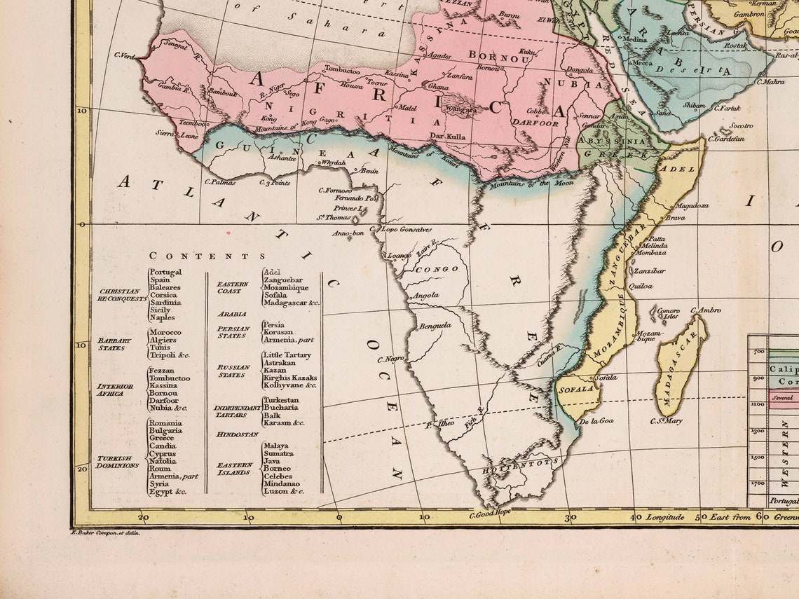 Vintage Map of Islamic Countries Islamic Wall Art Islam - Etsy