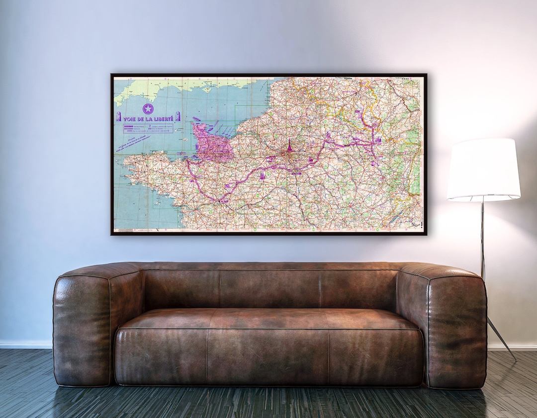WW2 Normandy Invasion Wall Map, Allied Forces Across France From the ...