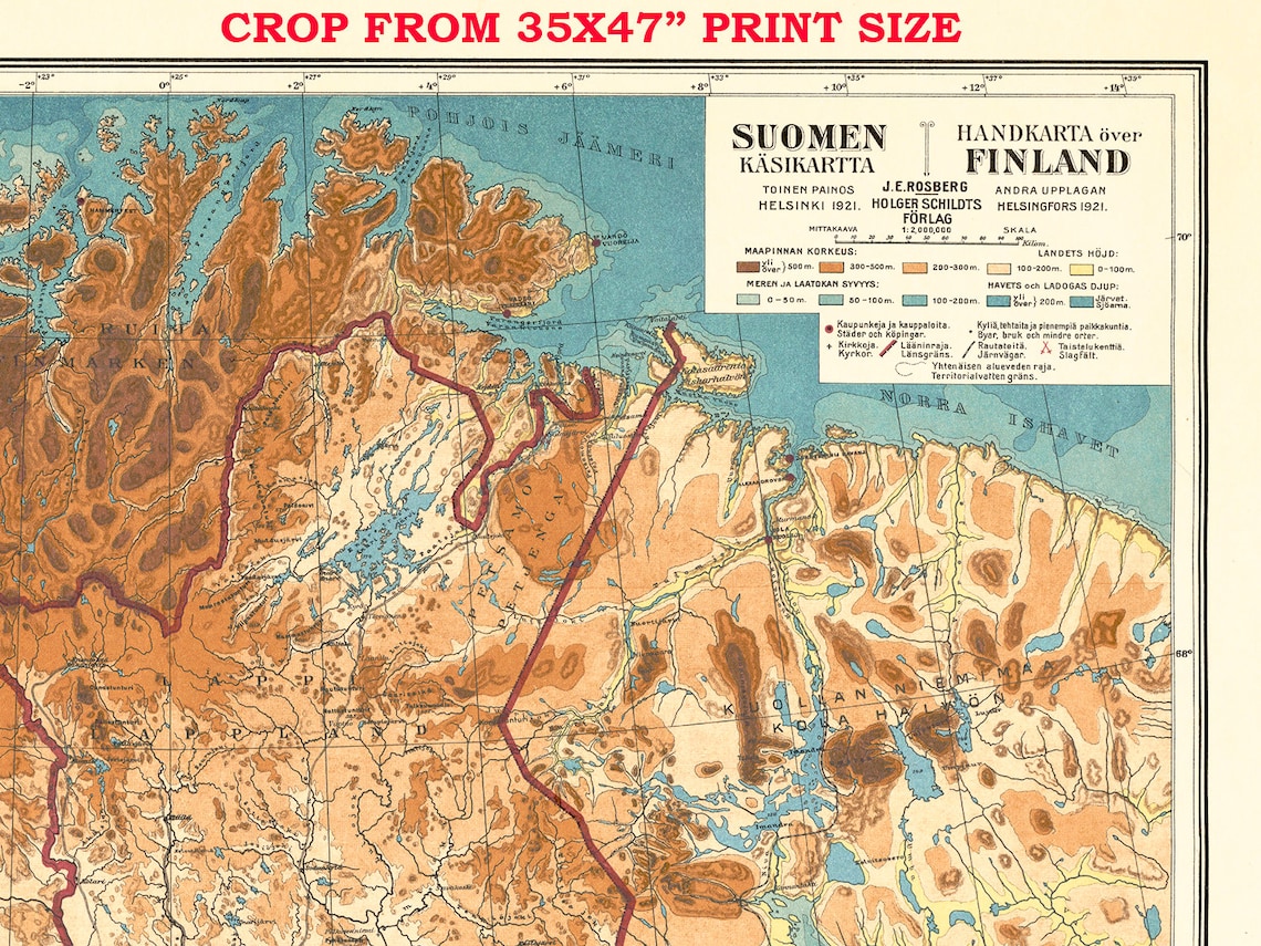 Vintage map of Finland old Finland map Finland poster map | Etsy