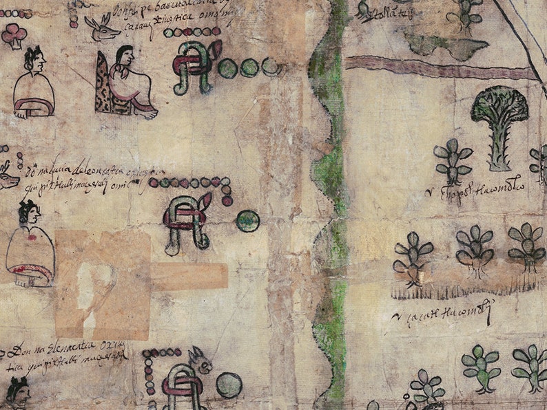 Aztec Art Print the Codex Quetzalecatzin Aztec Decor | Etsy