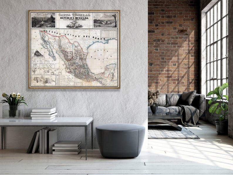 Antique Mexico Map Print: 1863 Carta General, Mexican Decor - Etsy