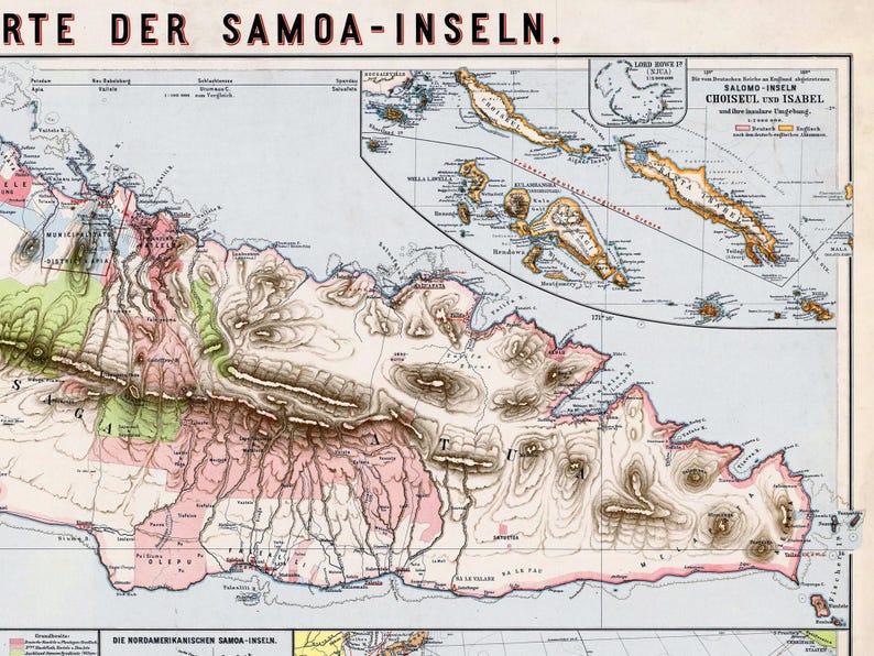 Vintage Samoa Map Print: 1900s German Territory Wall Art - Etsy