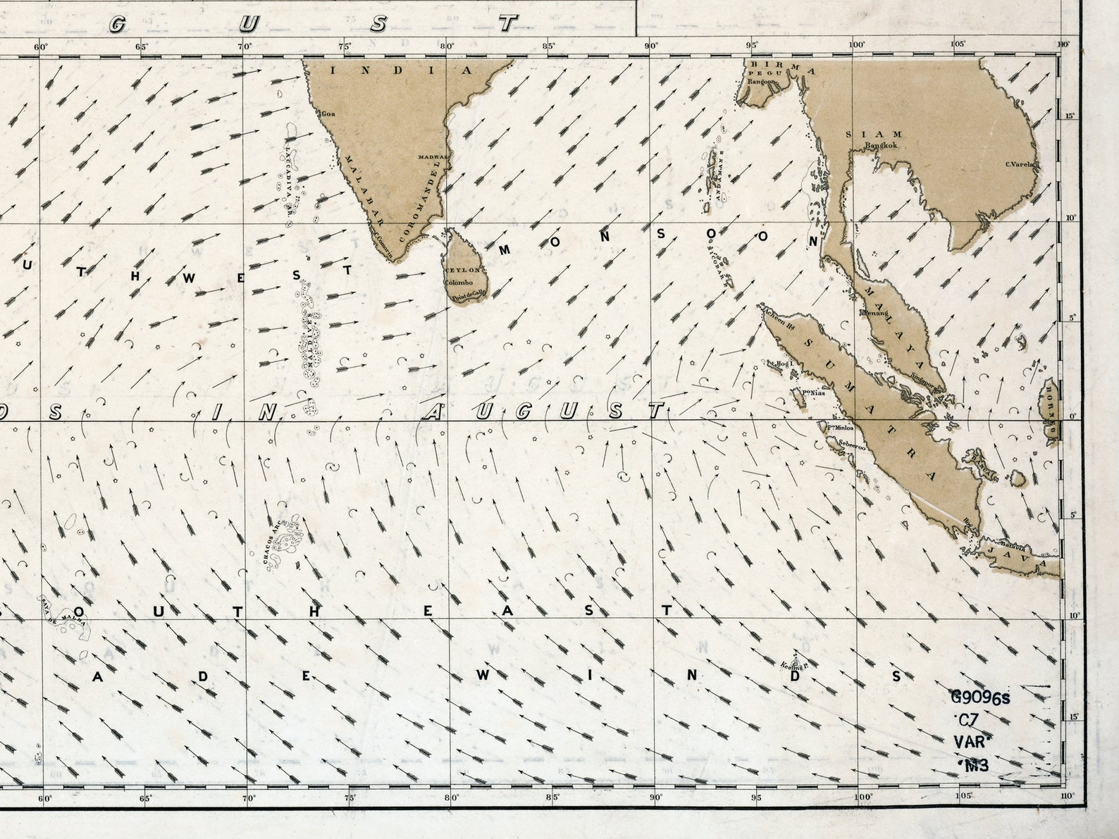 Map of Indian Ocean Monsoon and Trade Winds Wind and Current - Etsy