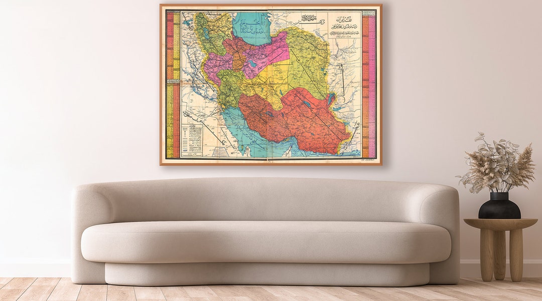 Vintage Farsi-language Map of Persia or Iran Divided Into Provinces ...