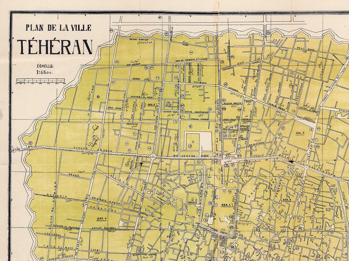 Old Tehran Map Print: 1930 Farsi & French Historical Art - Etsy UK