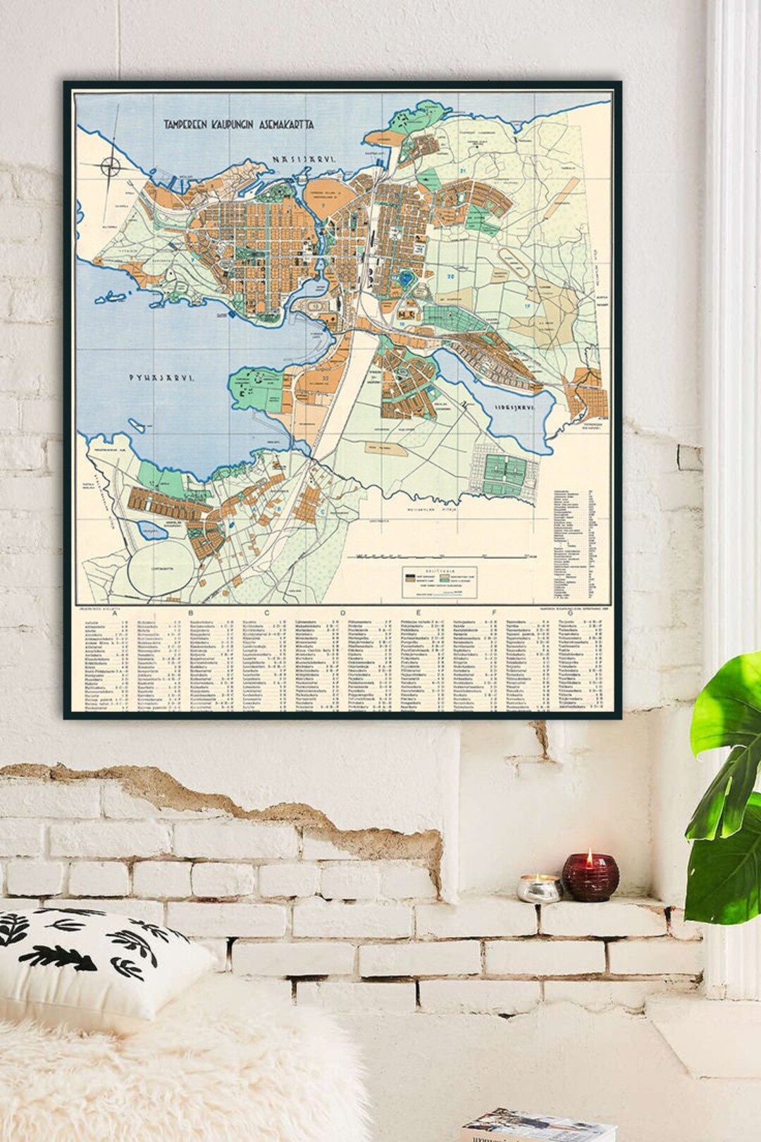 Vintage Map of Tampere Finland, Old Tampere Map, Tampere City Map ...