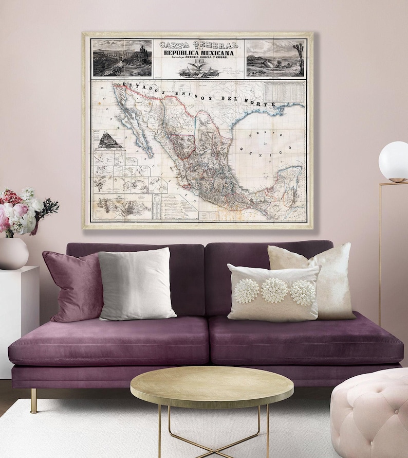 Antique Mexico Map Print: 1863 Carta General, Mexican Decor - Etsy