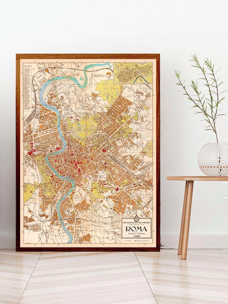 Vintage Rome Map Print: 1928 City Blueprint Wall Art - Etsy