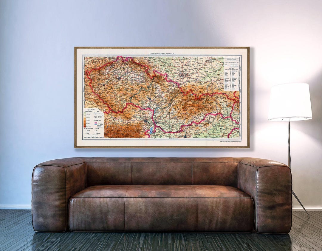 1940s Czechoslovak Republic Map | Vintage Czechia & Slovakia ...