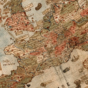 1587 Urbano Monte World Map – Renaissance Flat Earth Planisphere ...