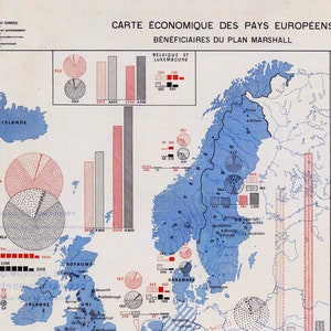 Economic Map of the Marshall Plan Countries, European Aid Program After ...