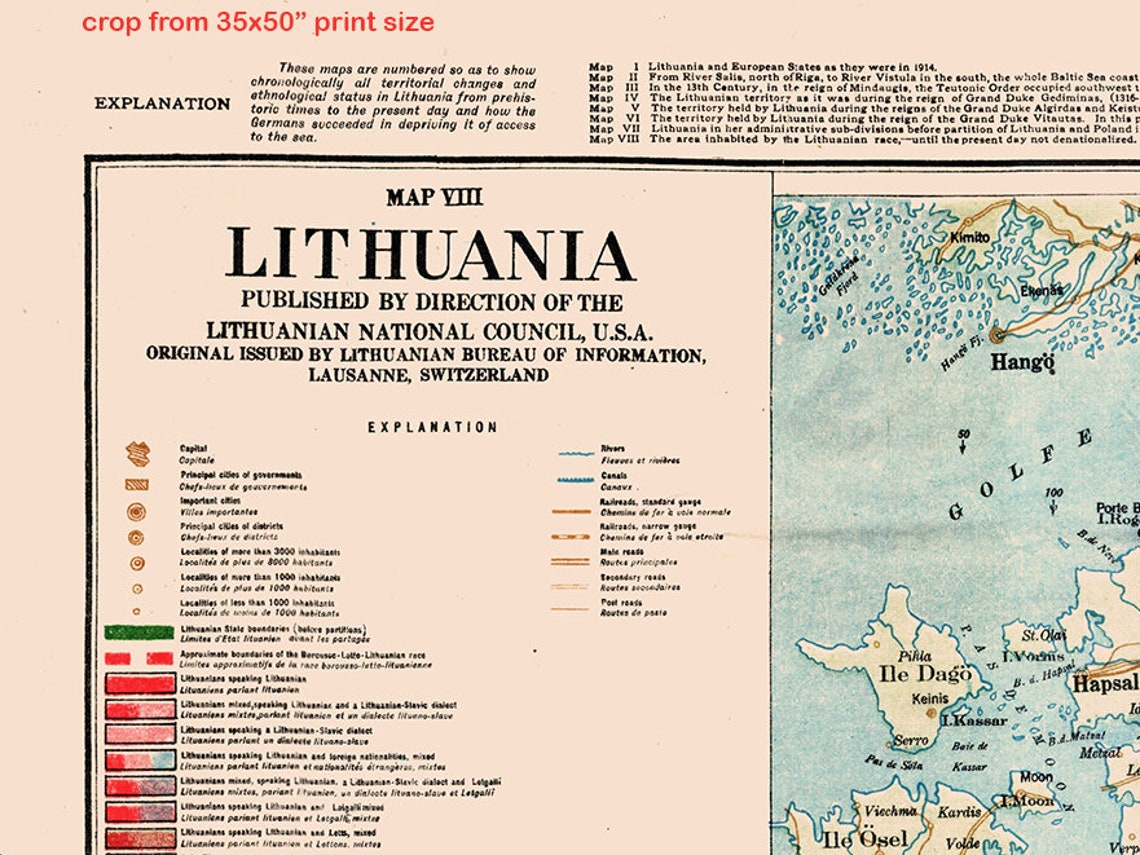 Vintage map of Lithuania old Lithuania map Lithuania wall | Etsy
