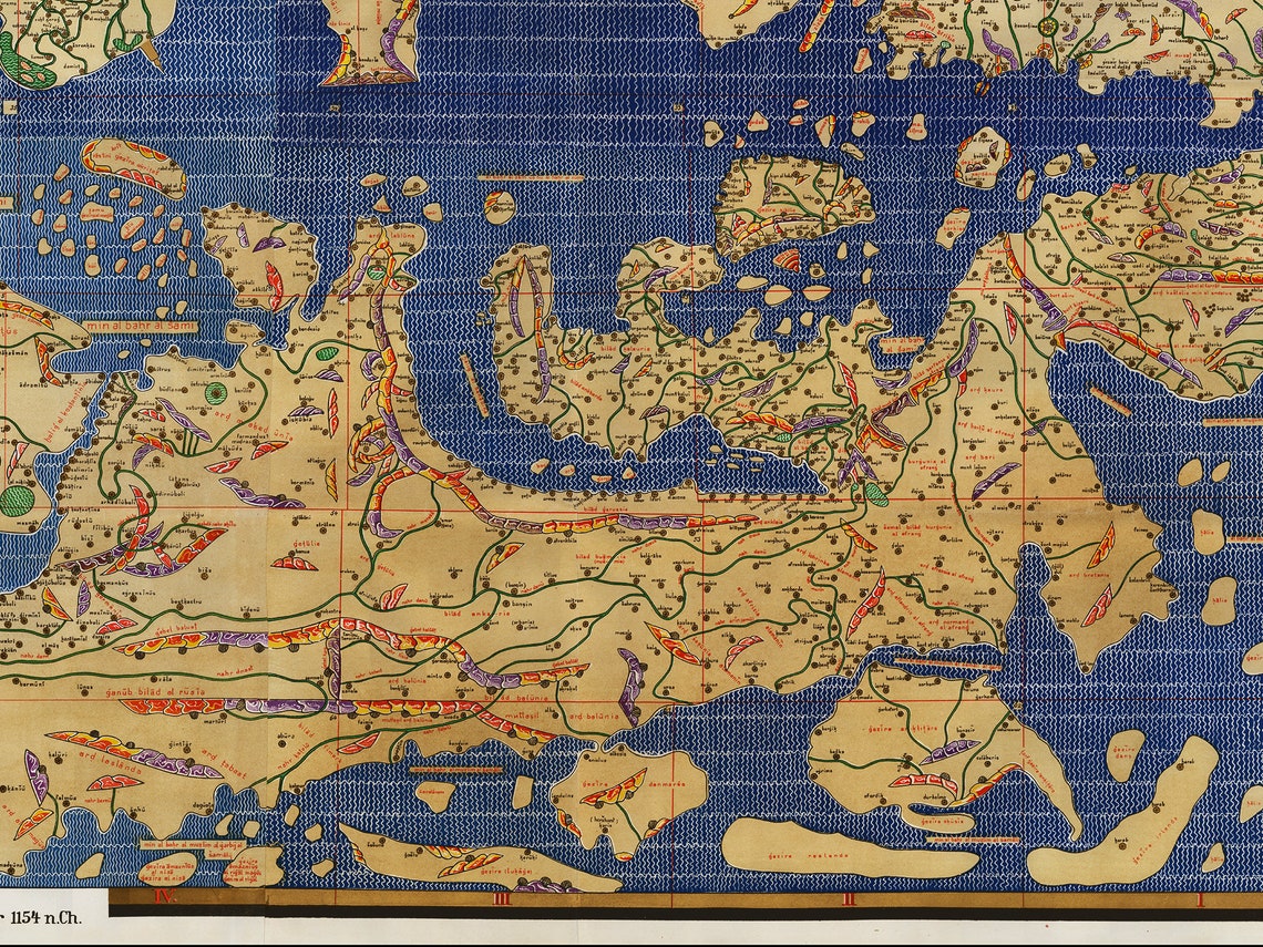 Al-idrisi Map of the World Tabula Rogeriana World Map Wall - Etsy Ireland