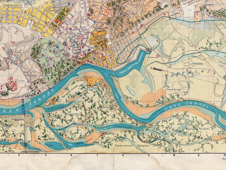 Vintage Map of Kyiv Old Kyiv Map Kyiv City Wall Art Kyiv - Etsy