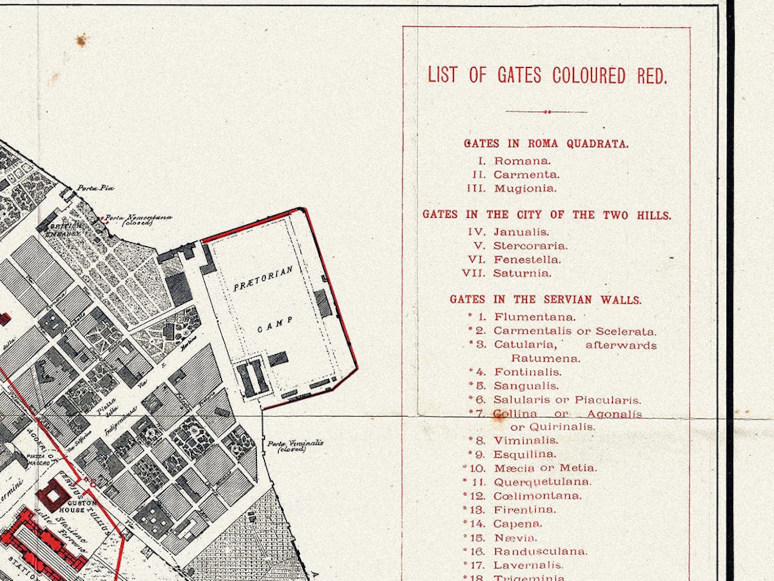 Vintage Map of Rome Showing Ancient Monuments Rome Wall Map | Etsy