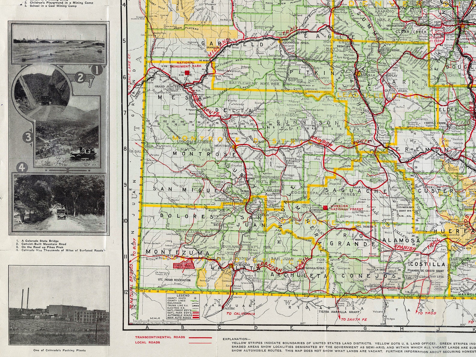 Vintage Map of Colorado Colorado State Map Old Colorado Wall - Etsy
