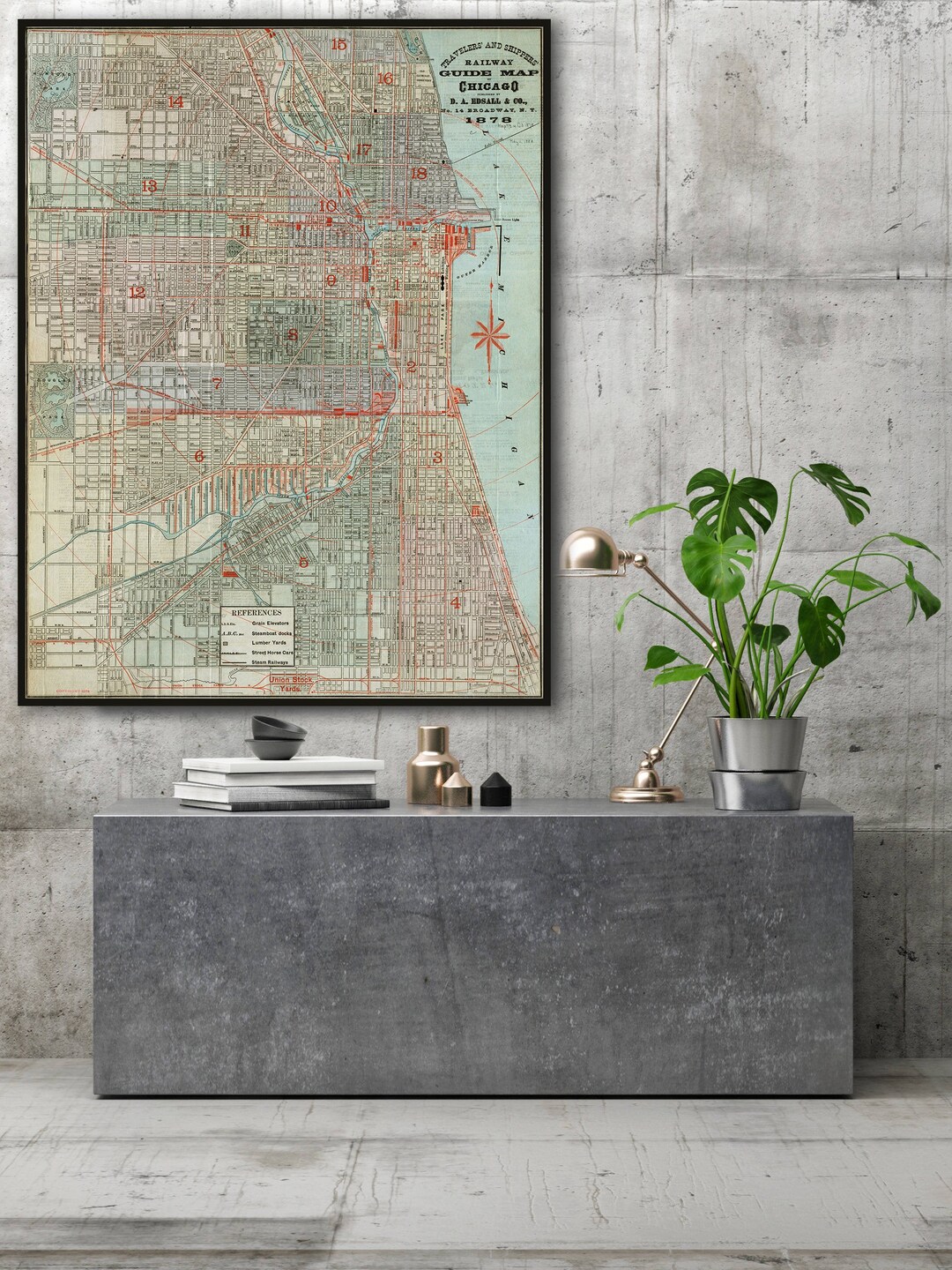 Vintage Map of Chicago, Old Chicago Wall Art, Large Chicago Print ...