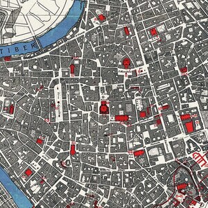 Vintage Map of Rome Showing Ancient Monuments, Antique Rome Print, Rome ...