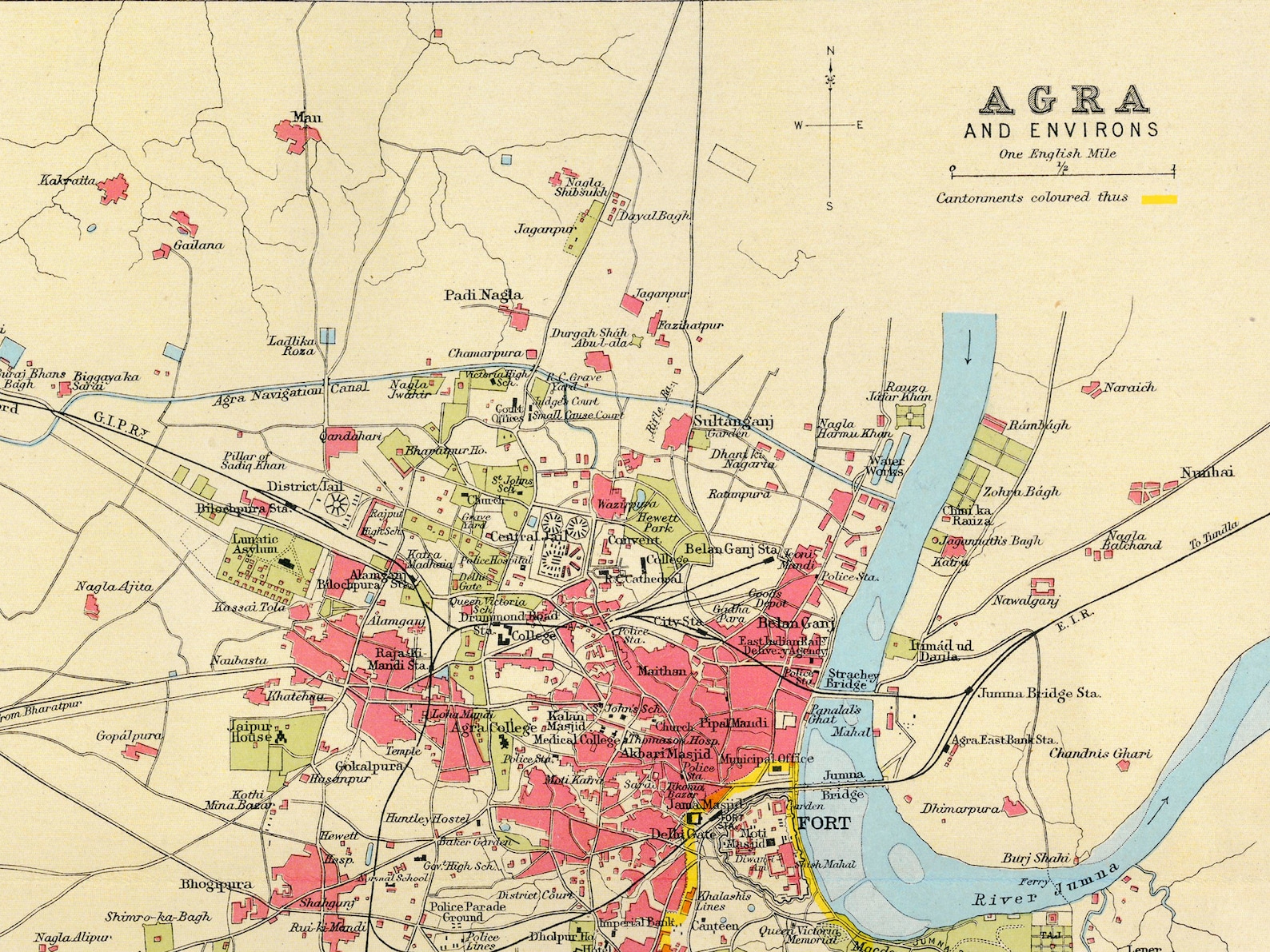 Vintage Map of Agra Old Agra Map Agra India Agra Print | Etsy