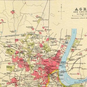 Vintage Map of Agra, Old City of Agra India Map Gift. - Etsy