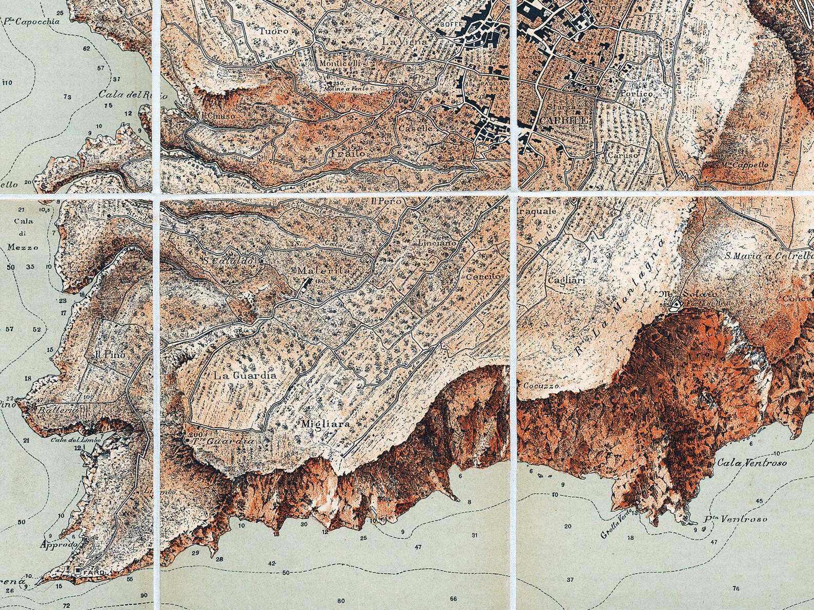 Large Vintage Map of Capri Old Capri Map Capri Wall Map | Etsy