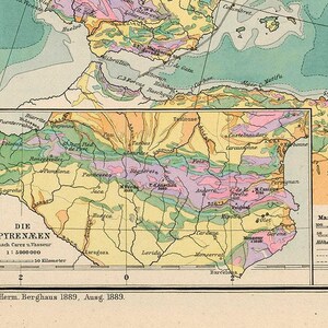Vintage Europe Geological Map: 1882 Lithograph Art Print - Etsy