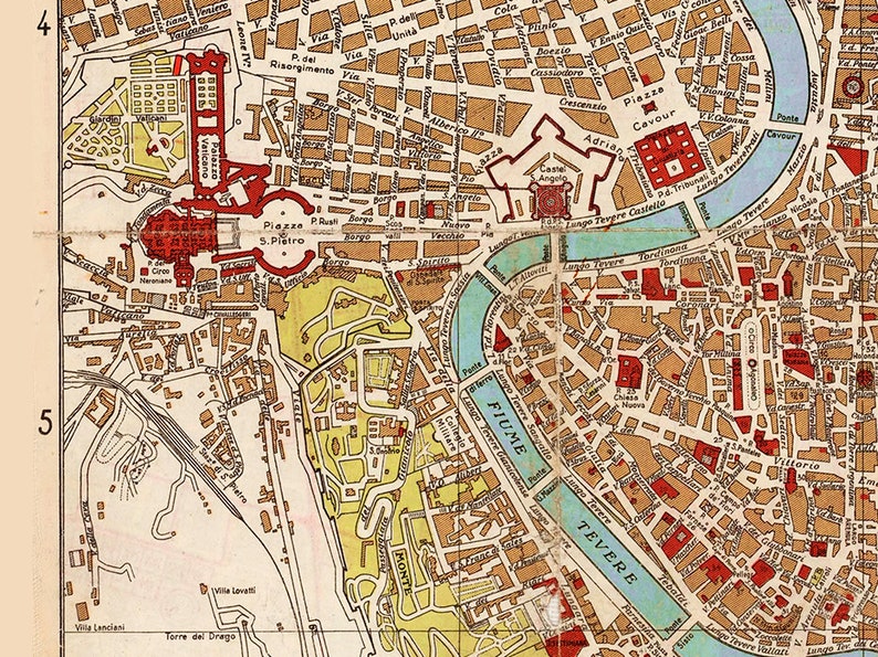 Rome Italy Map Print Vintage Rome Art Print Rome Italy Roma - Etsy