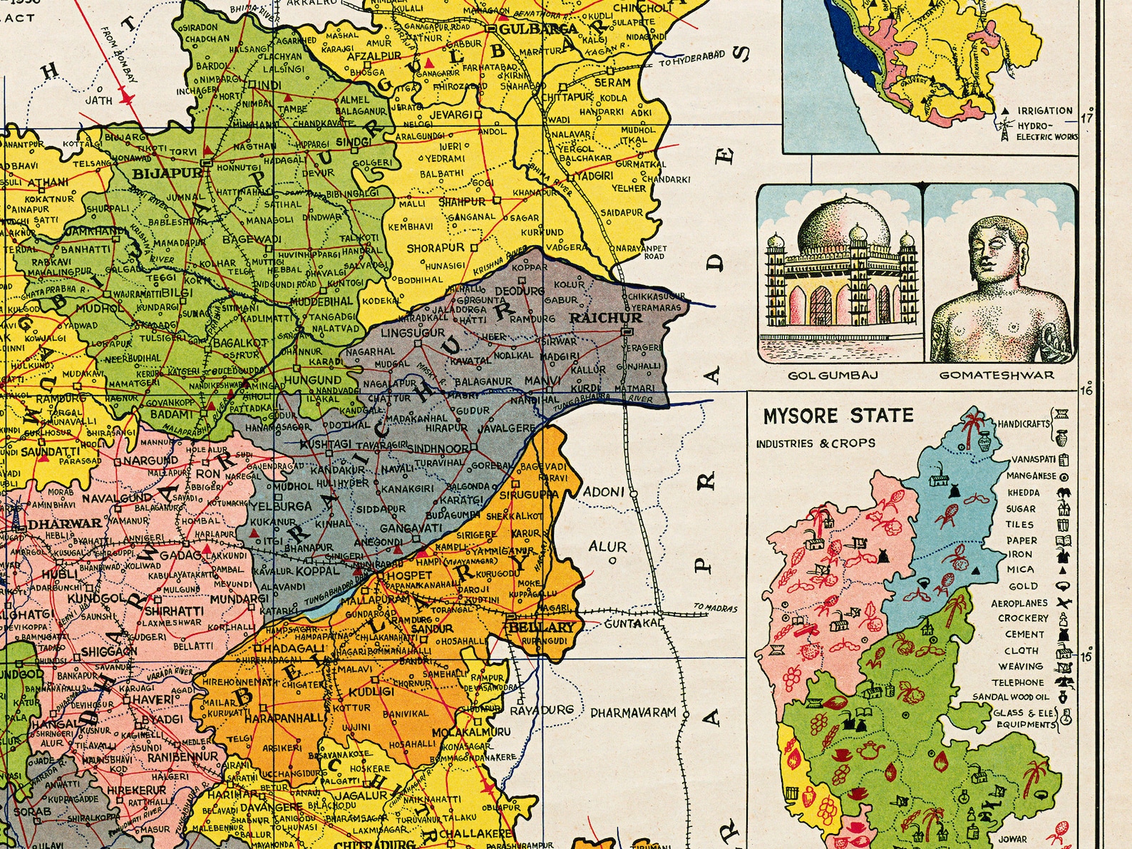 Vintage Map of the Mysore State Kingdom of Mysore Mysore - Etsy